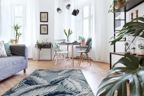 Dywany Łuszczów, Kusový koberec Botanic 65242 Feathers aqua – na ven i na doma, 157x220, modrá, chodba / předsíň