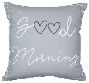 Šedý čtvercový bavlněný polštář Good morning - 45*12*45cm