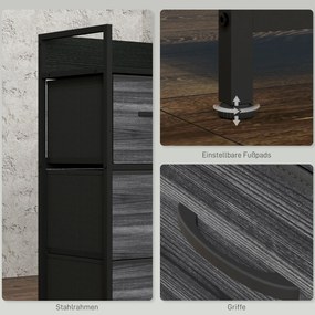 HOMCOM komoda, sideboard, 4 látkové zásuvky, průmyslový design, 60x29x85 cm, černá