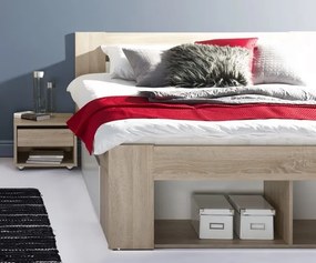 Ložnice MILO II (postel 140x200 cm a skříň) dub sonoma a matná bílá