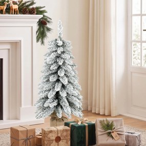 HOMCOM Umělý vánoční strom, 90 cm (3 ft), štíhlý „pencil“ strom s 107 větvičkami, juta základna, bílý