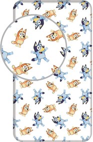 Bílé napínací bavlněné dětské prostěradlo na jednolůžko 90x200 cm Bluey – Jerry Fabrics