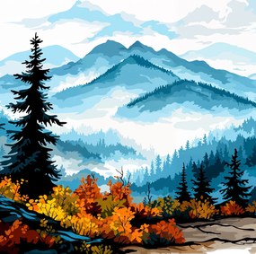 Obraz na plátně - Frišné ráno v Krkonoších FeelHappy.cz Velikost obrazu: 60 x 20 cm