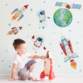 Gario Dětská nálepka na zeď Solar system - Země, astronauti, satelit a rakety
