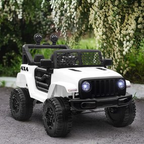 HOMCOM Dětské Elektrické Auto pro Děti od 3 Let - Všestranný Buggy s 12V Baterií, 2 Motory, Dálkovým Ovladačem 2.4G, Světlomety, Klakson, Nastaviteln…