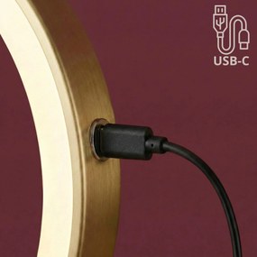Rea Kosmetické zrcadlo ⌀20 cm s regulovatelným LED osvětlením HOM-70002 kartáčovaná zlatá