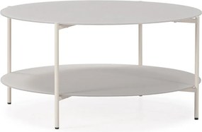 Krémový kulatý konferenční stolek se skleněnou deskou ø 83 cm Davi – MOME