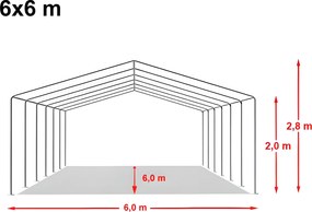 Párty stan 6x6 m STANDARD - ohnivzdorný barva Bílá