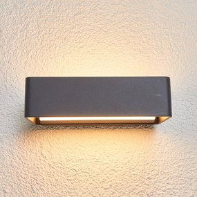 Venkovní nástěnné svítidlo Lucande LED Midvig, tmavě šedé, hranaté, IP65