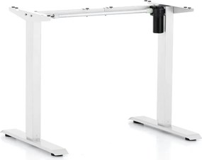 Výškově nastavitelný stůl OfficeTech A, 120 x 80 cm, bílá podnož, buk