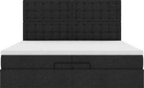 Osmanský rám postele s matrací černý 200x200cm textil 3313350