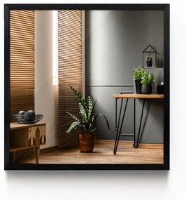 Obdélníkové zrcadlo do obývacího pokoje černý rám 50x50 cm
