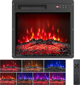 Costway 18" Elektrická krbová vložka 750 W/1500 W elektrický krb s dálkovým