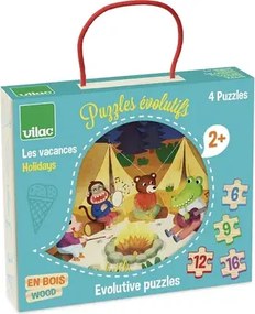 Vilac Dřevěné puzzle Dobrodružství 4v1 / od 2 let