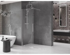 Mexen Velar, posuvné dveře do otvoru typ Walk-In 140 cm, 8mm čiré sklo, chromová, 871-140-000-03-01