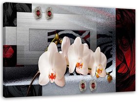 Obraz na plátně Orchidej a geometrické pozadí - 60x40 cm