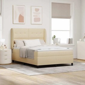 Postel s boxspringem s čelo Krémová 140 x 200 cm textil 3340569