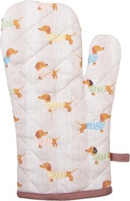 Béžová bavlněná chňapka - rukavice s jezevčíky Puppy Pullover - 18*30 cm
