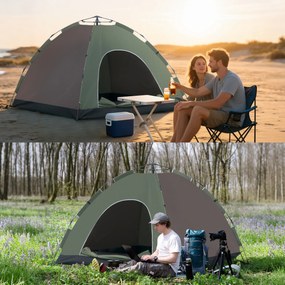 Outsunny Pop-Up Stan pro 4 Osoby, Plážový Stan s Taškou, Háčky na Světlo a Úložnými Kapsami, UV Ochrana, 210x210x135 cm