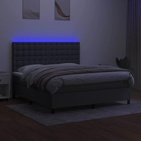Box spring postel s matrací a LED tmavě šedá 180x200 cm textil 3135214