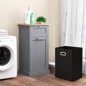 Costway Laundry Cabinet s košem na prádlo a zásuvkou a bambusovým košem