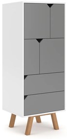 Komoda Faro - 57x140x42 cm | šedá/bílá