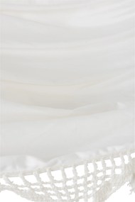 Bílá bavlněná hamaka s háčkovaným okrajem a střapci Tassé - 220*130*6 cm