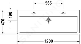 DURAVIT - Vero Dvojumyvadlo 1200x470 mm, se 2 otvory pro baterie, alpská bílá (0454120024)