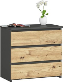 Komoda CL3 3SZ CLP grafitová šedá/dub artisan