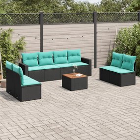9dílná zahradní sedací souprava s poduškami černá polyratan 3256414