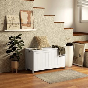 HOMCOM úložný box truhla s uchem a víkem, 81 x 40 x 46 cm, úložný box do obývacího pokoje a ložnice v bílé barvě