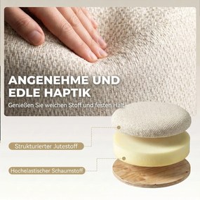 HOMCOM Stolička s úložným prostorem, kulatá sedací stolička s víkem, vzhled lnu pro obývací pokoj, ložnici, 38,5x38,5x33,5 cm Béžová