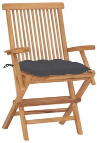 Zahradní židle s antracitovými poduškami 2 ks masivní teak,  3062502