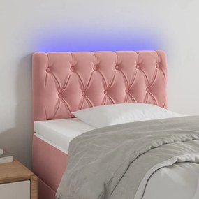 Čelo postele s LED růžové 80 x 7 x 78/88 cm samet 3121983