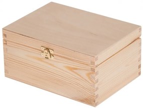 Dřevěná krabička s víkem a zapínáním - 22 x 16 x 10,5 cm, přírodní
