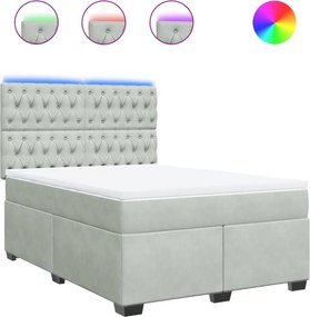Box spring postel s matrací světle šedá 140x190 cm samet 3293212
