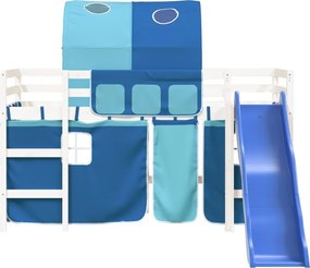 vidaXL Dětská patrová postel s tunelem 90x200 cm borovice [3207049] Barva: Bílo-modrá