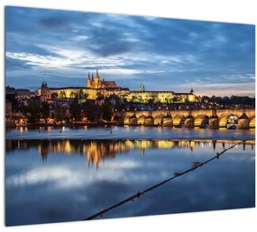 Skleněný obraz Pražského hradu a Karlova mostu (70x50 cm)