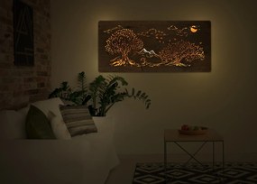 Li-Go "Tři duby" světelný obraz s baterií 110x50cm varianta: ovládání na obraze bez dálkového ovladače, provedení: bříza