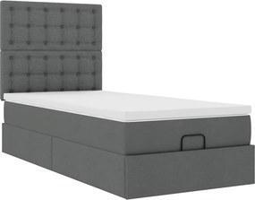Osmanský rám postele s matrací tmavě šedá 100x200cm textil 3313300