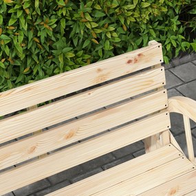 Zahradní lavička Outsunny 2místná, lavička, dřevěná lavička, lavička s područkou ve venkovském stylu, nosnost do 240 kg, jedlové dřevo, přírodní | Ao…