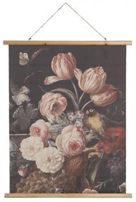 Nástěnný plakát s malbou květin, ovoce a zvěře – 80x2x100 cm