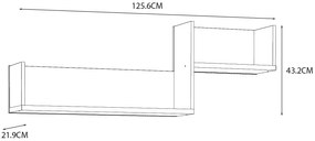 Nástěnná police Shelby - dub bartex/černá