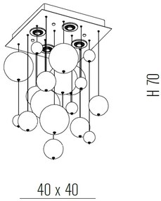 Metal Lux 254.340.01 Bolero, luxusní závěsné svítidlo, 18 kuliček čirého skla, 4x10W GU10, 40x40cm, délka závěsu: 70cm