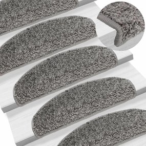 Schodové rohože 15 ks 65 x 21 x 4 cm šedé, půlkulaté, velké 133900