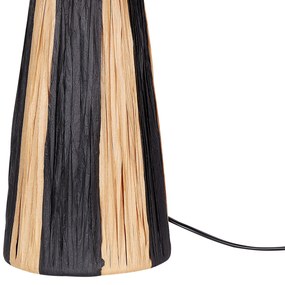 Stolní lampa z rafie přírodní a černá WELMEL Beliani