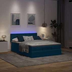 Osmanský rám postele s matrací tmavě modrá 140x190cm samet 3312768