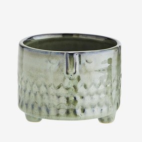 Keramický obal na květináč Face Green 9,5cm, zelená barva, keramika