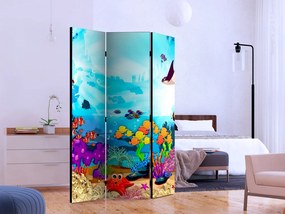 Pokojová zástěna Podvodní zábava (3-dílný) - barevné ryby a rostliny na mořském dně