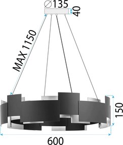 Toolight Toolight, stropní svítidlo 6xG9 APP1561-6CP, černá-zlatá, OSW-06402